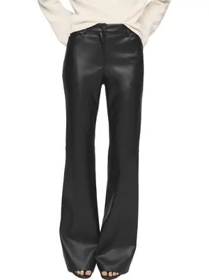 Mango Connie Flared Faux Leather Pants Black