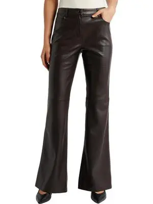 Mango Connie Flared Faux Leather Pants Chocolate