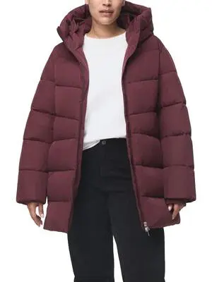 Mango Water Repellent Hooded Puffer Coat Maroon