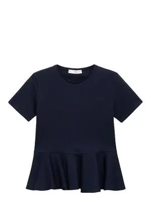 Mango Short Sleeve Peplum T-shirt - Navy