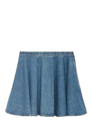 Mango Pleated Denim Mini Skirt - Medium Blue