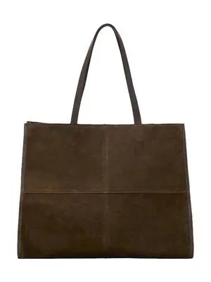 Mango Suede Shopper Bag - Chocolate