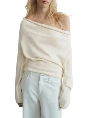 Mango Cowl Neck Pullover Sweater - Ecru