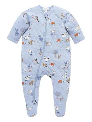 PUREBABY Printed Quilted Coverall - Farm Alphabet Print