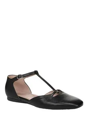 Naturalizer Caresse T-Strap Flats Black Leather