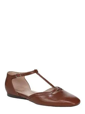 Naturalizer Caresse T-Strap Flats Caramel Lea