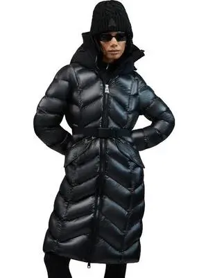 ALPENHAUS Bellevaux ¾ Length Puffer Coat With Adjustable Belt - Black