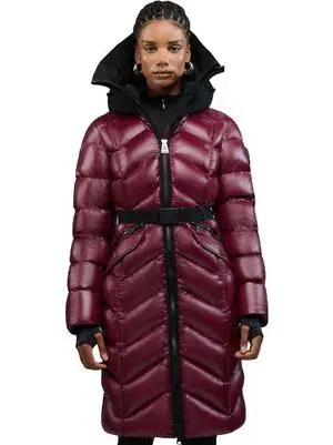 ALPENHAUS Bellevaux ¾ Length Puffer Coat With Adjustable Belt - Cabernet