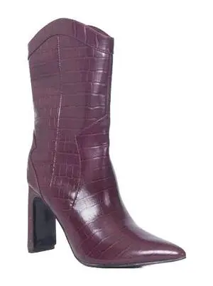 LAUREN LORRAINE Lola Embossed Mid-calf Boots - Wine