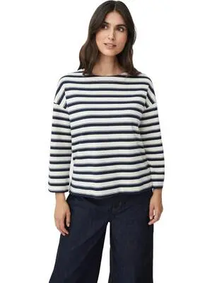 MASAI COPENHAGEN Mabeannie Striped Cotton Top - Navy Blazer