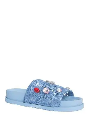 LAUREN LORRAINE Rose Appliqué Sandals - Blue