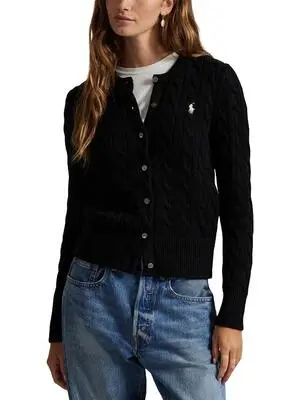 Polo Ralph Lauren Cable Knit Cotton Blend Cardigan - Polo Black