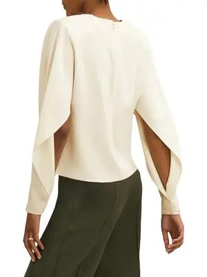 REISS ATELIER Luella Split Sleeve Top - Cream
