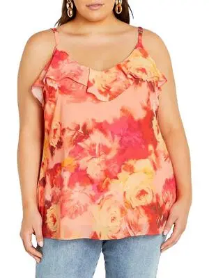 City Chic Floral Ruffle Camisole - Print