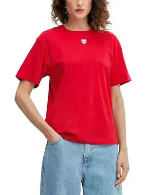 Pinko Heart-embroidery T-shirt - Red