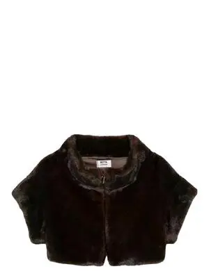 BETTA CORRADI Faux Fur Cropped Jacket - Brown
