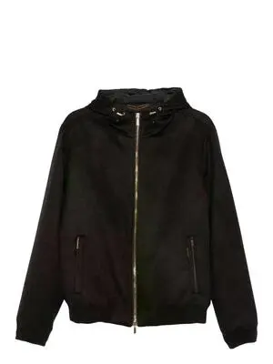 MOORER Zip-up Hooded Jacket - Brown