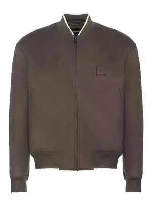 Emporio Armani Zip Ribbed Collar Jacket - Grey