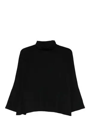 PSOPHIA Roll-neck Panelled Sweater - Black
