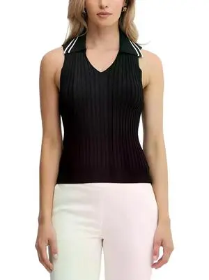 Pinko Ribbed Collar Top - Black
