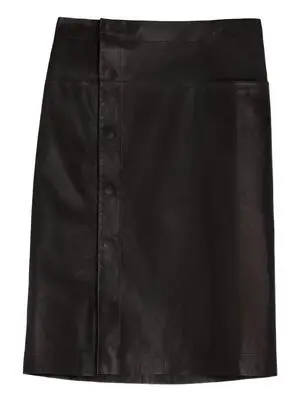 LEMAIRE Snap-fastening Leather Skirt - Black