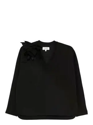 PSOPHIA Bow-appliqué Blouse - Black