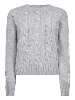 MC2 SAINT BARTH Cable-knit Jacquard Lettering Sweater - Grey