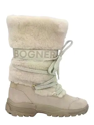Bogner Shearling Lace-up Boots - Neutrals