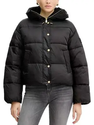 Pinko Buttoned Hooded Jacket - Brown