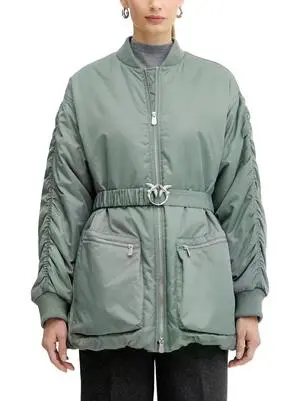 Pinko Belted Ruched Jacket - Green