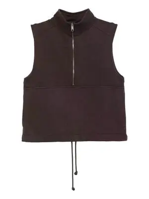 MARGARET HOWELL Half-zip Sleeveless Top - Brown