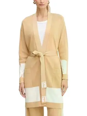 Elisabetta Franchi Tie-waist Knitted Coat - Neutrals