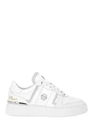 Philipp Plein Striped Leather Low-top Sneakers - White