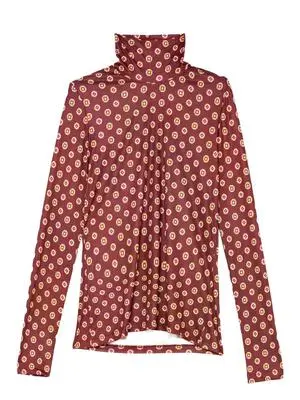 Malìparmi Patterned Roll-neck Top - Red