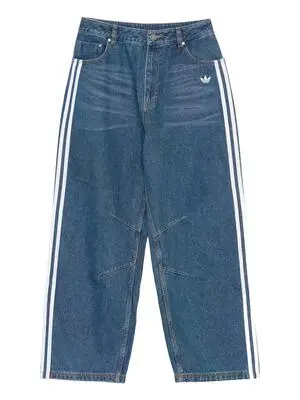 Adidas Striped Wide-leg Jeans - Blue