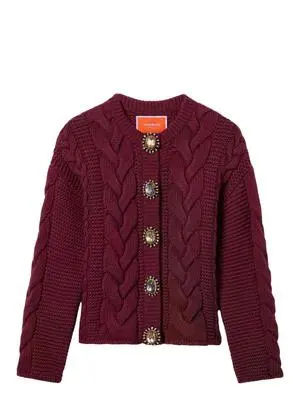 La DoubleJ Cable-knit Cardigan With Embellished Buttons - Red