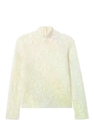 La DoubleJ Floral-pattern Lace Turtleneck Top - Neutrals