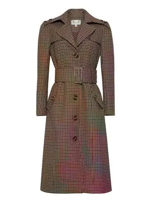 Cara Cara Charlie Houndstooth Trench Coat Brown