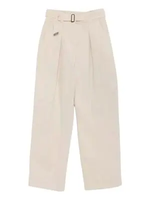 MARGARET HOWELL Belted Pleat-detail Trousers - Neutrals