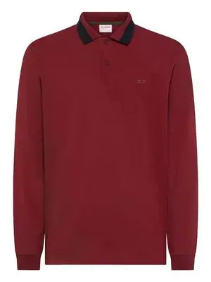 SUN 68 Elbow Patch Long-sleeve Polo Shirt - Red
