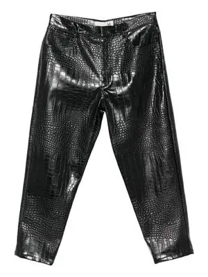 THE M Crocodile-effect Trousers - Black