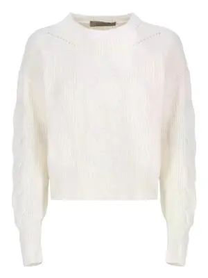 D.exterior Crew-neck Long-sleeve Sweater - White