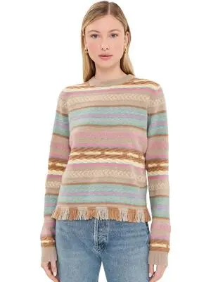 Guest In Residence Striped Wool-cashmere Pullover - Taupe Combo