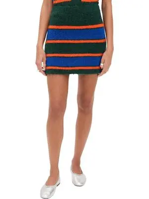 THE TINY BIG SISTER Striped Brushed Knit Skirt - Bottle Green