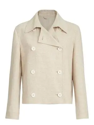 Brunello Cucinelli Linen-blend Pea Coat - Beige
