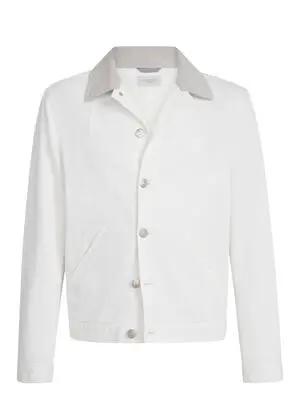 Brunello Cucinelli Denim Leather-collar Jacket - White