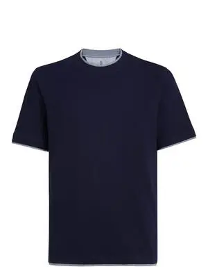 Brunello Cucinelli Cotton Faux-layered T-shirt - Blue