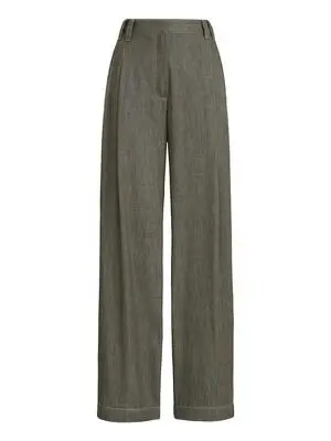 Brunello Cucinelli Pleated Wide-leg Twill Trousers - Green