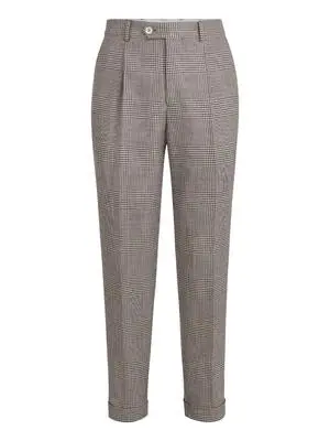 Brunello Cucinelli Prince Of Wales Check Tailored Trousers - Brown