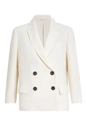 Brunello Cucinelli Twill Double-breasted Blazer - White